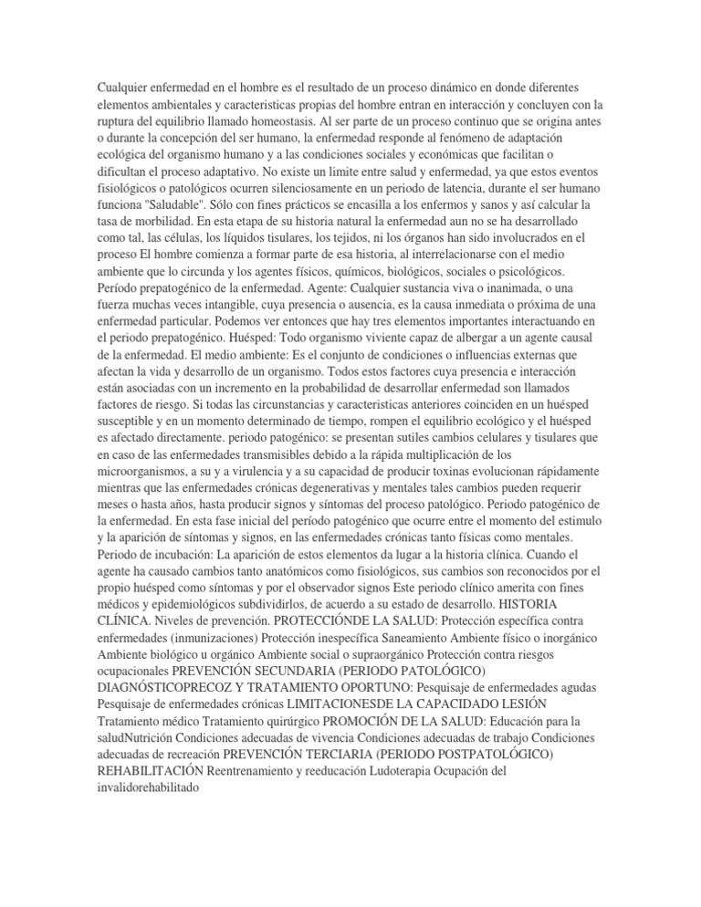Periodo Prepatogenico | PDF | Condicion cronica | Organismos