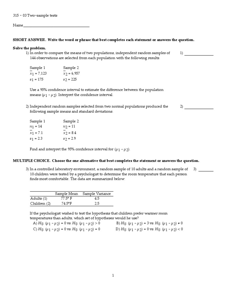 Statistic | PDF | Statistical Hypothesis Testing | Confidence Interval