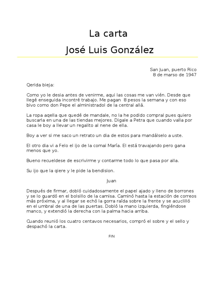 La carta de José Luis González | PDF