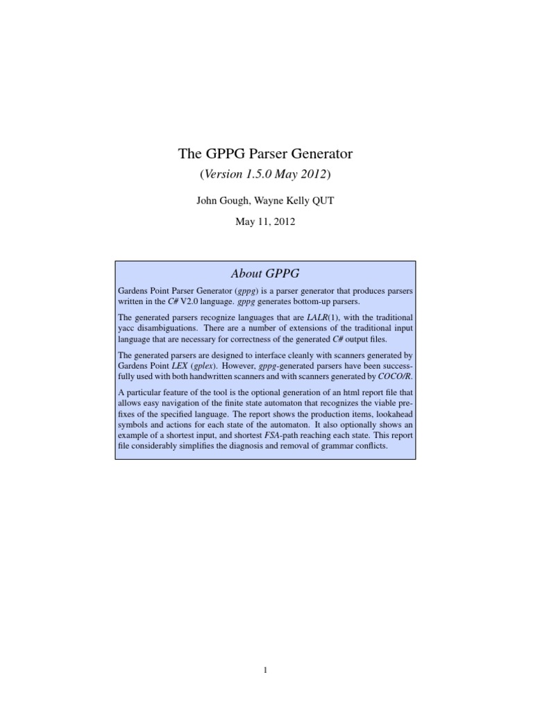 GPPG | PDF | Parsing | Class (Computer Programming)