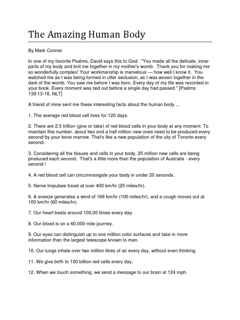 The Amazing Human Body | PDF | Human Body | Perspiration