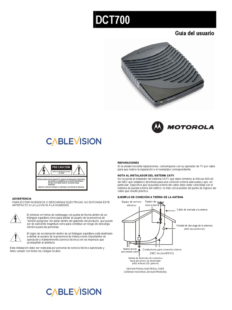 DCT700 | PDF | Vídeo a la carta | Enchufes y tomas de corriente alterna