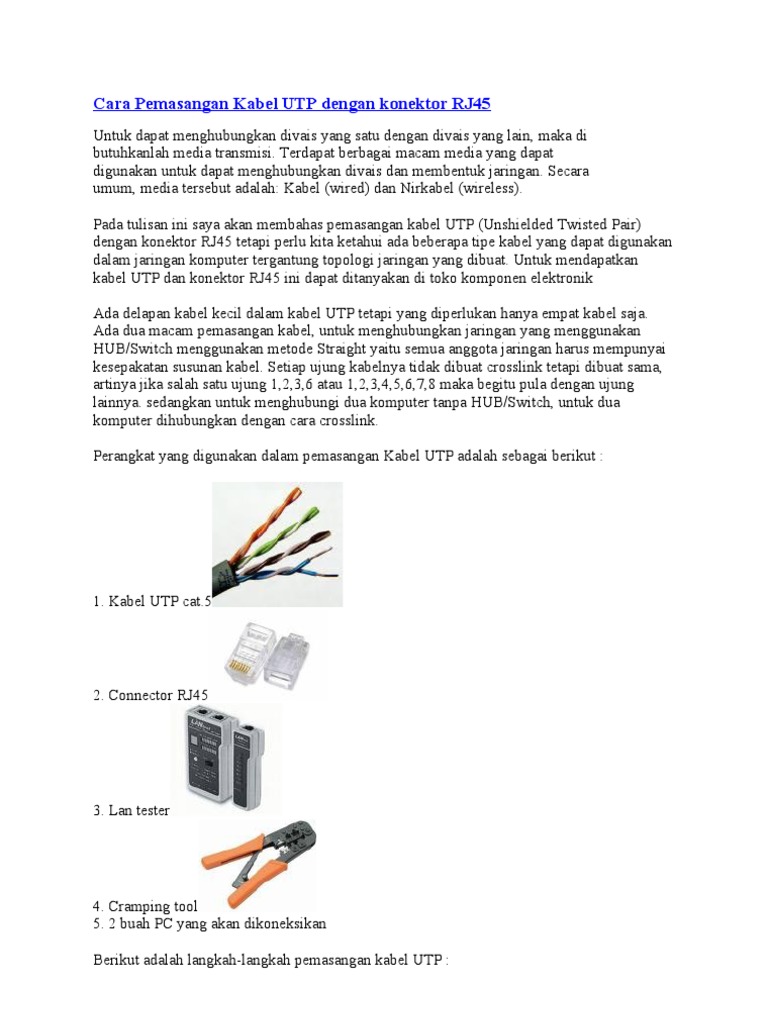 Panduan Pemasangan Kabel UTP RJ45 | PDF