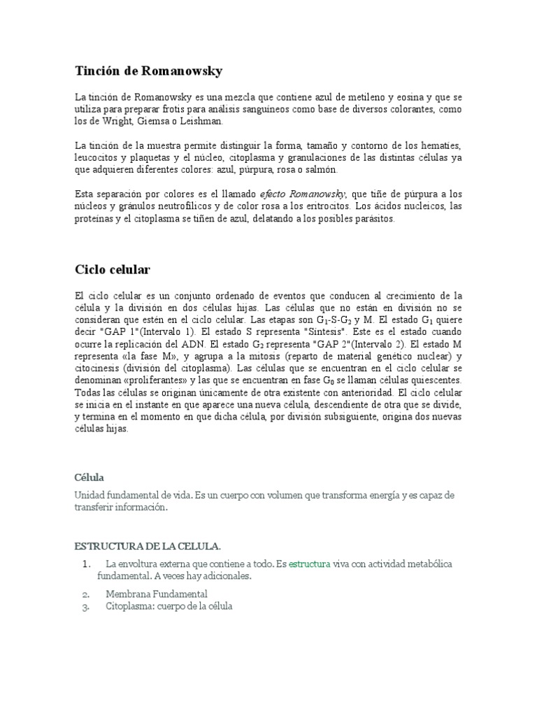 Tinción de Romanowsky | PDF | Codigo genetico | Mitocondria