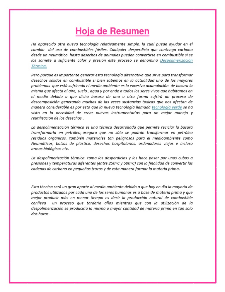 Hoja de Resumen | PDF