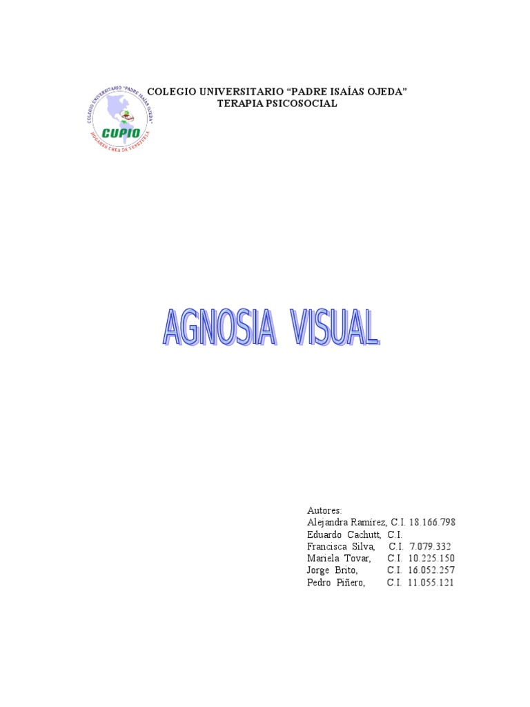 Agnosia Visual | PDF | Percepción | Cerebro