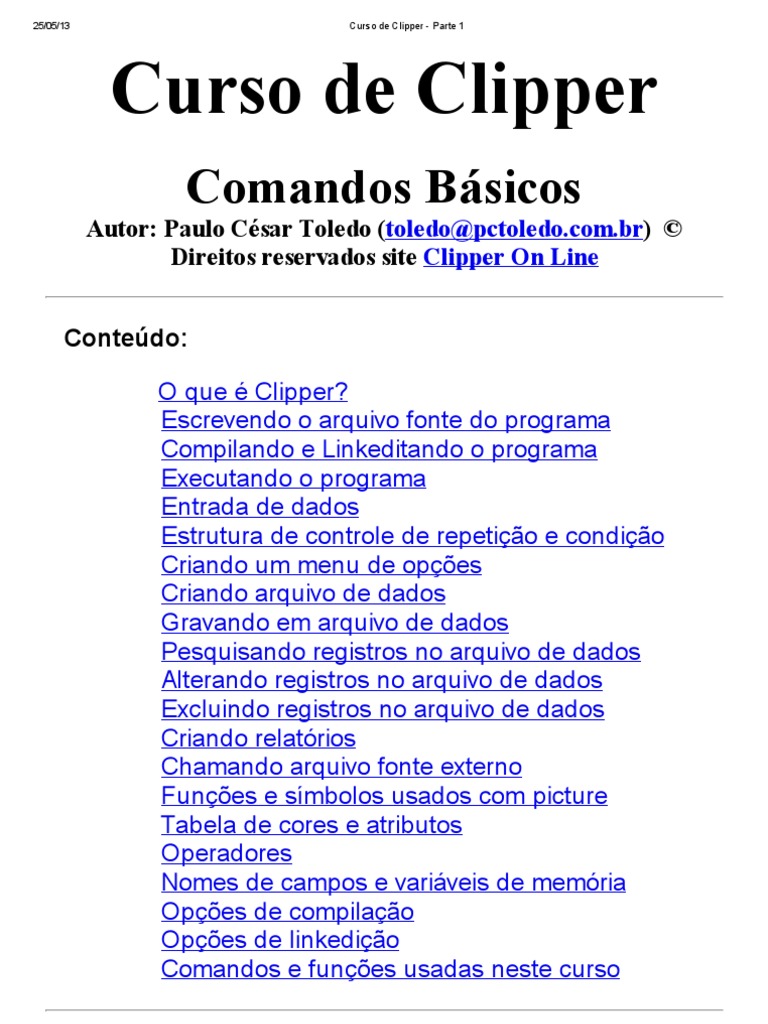 Curso de Clipper - Parte 1 | PDF | Engenharia da Computação ...