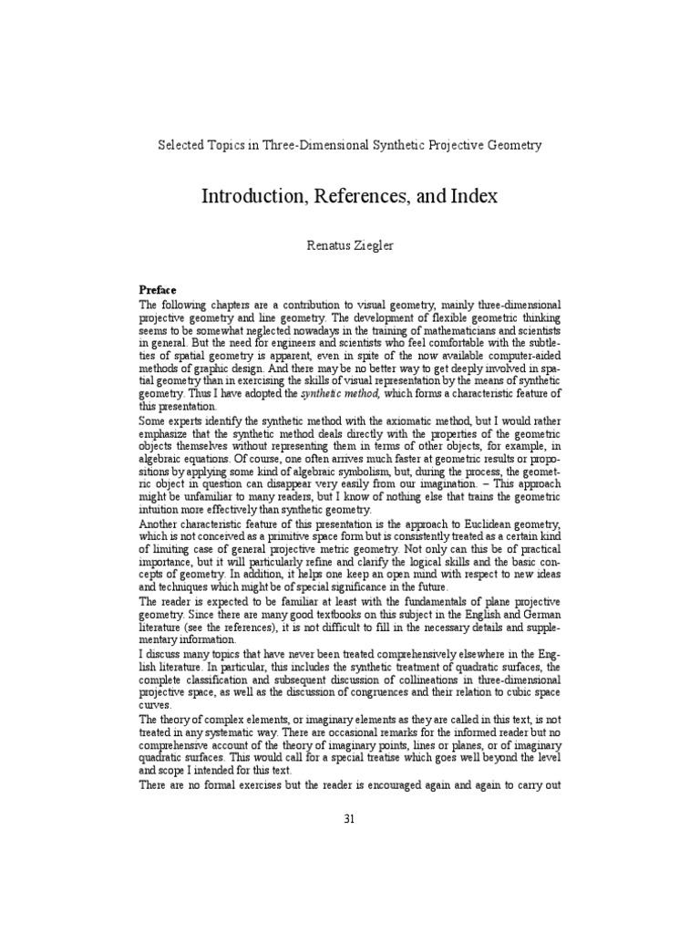 Selected Topics in Three-Dimensional Synthetic Projective Geometry ...