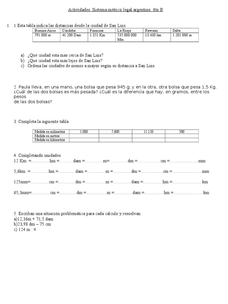 Actividades Simela 6to | PDF