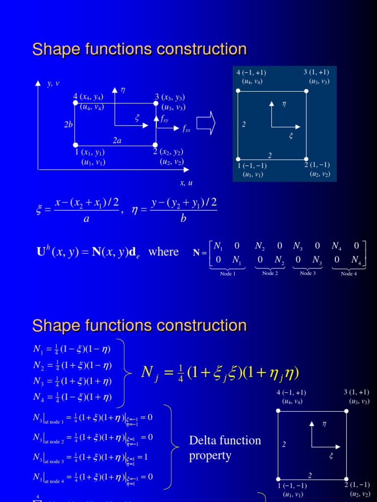 Shape Function For 4 Noded Element | PDF