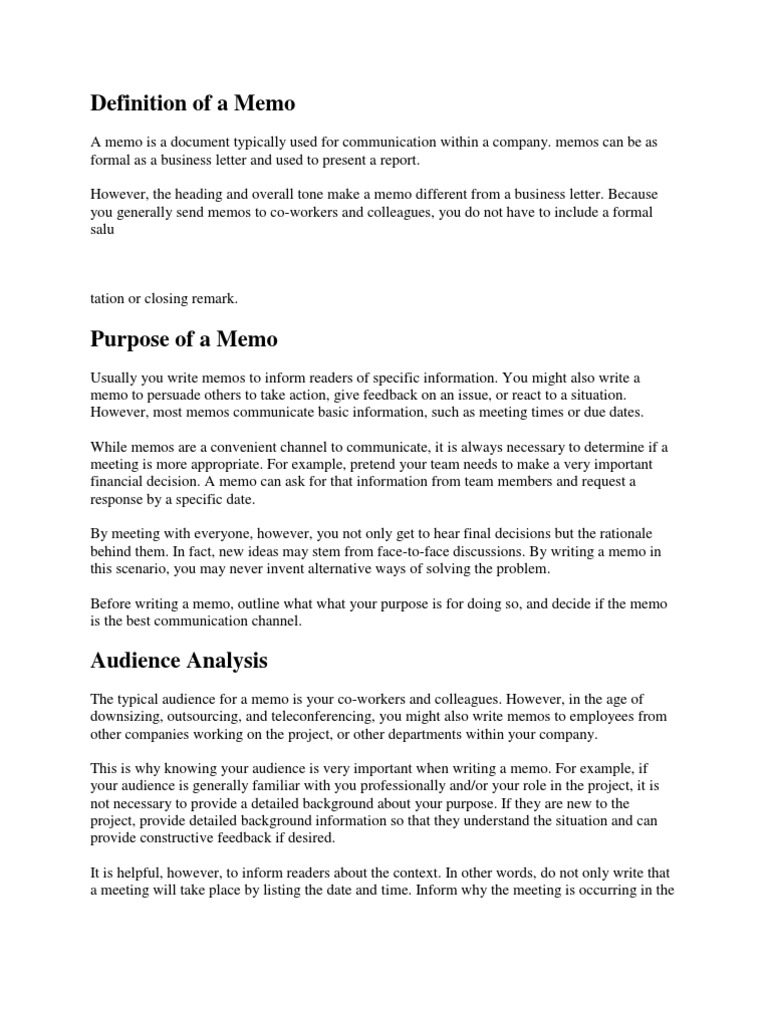 Definition of A Memo | Memorandum | Scheduling (Computing)