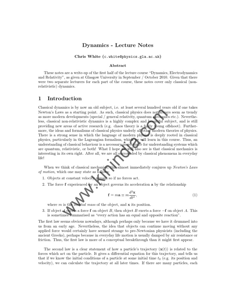 Dynamics Notes | PDF