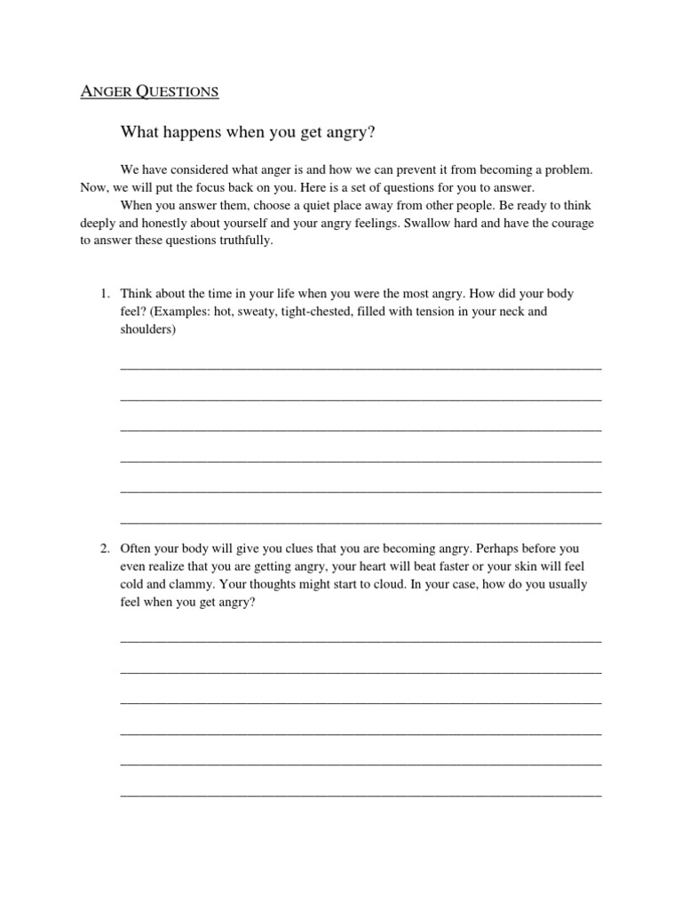 Anger Questions | PDF