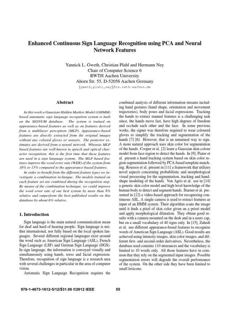 Enhanced Continuous Sign Language Recognition Using PCA and Neural ...