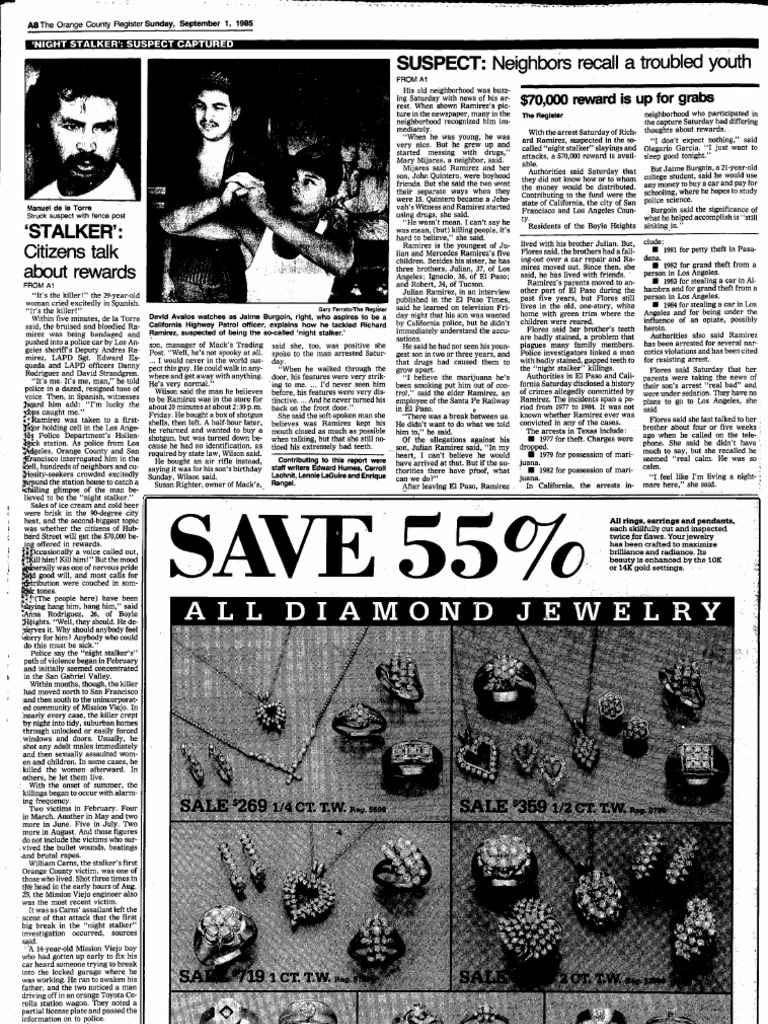 Orange County Register September 1, 1985 The Night Stalker, Richard ...