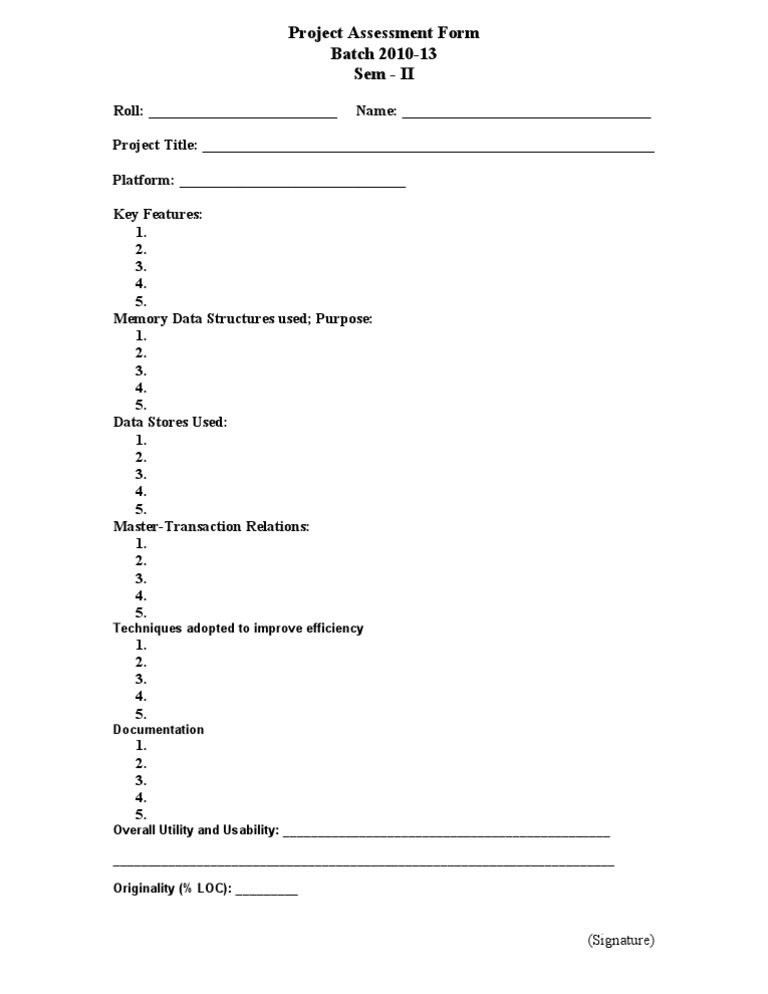 Project Assessment Form Batch 2010-13 Sem - II: Techniques Adopted To ...