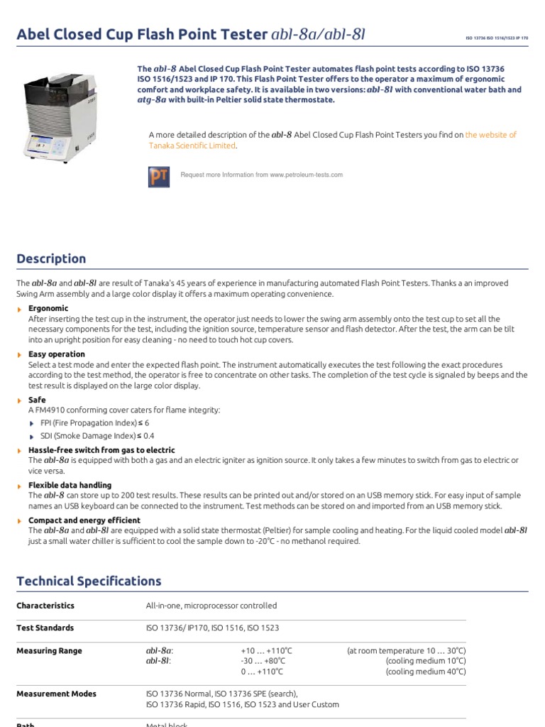 Abel Closed Cup Flash Tester | PDF