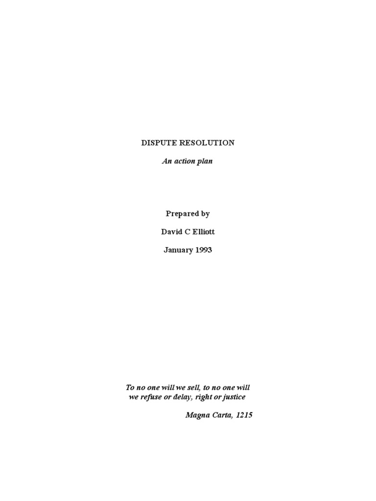Dispute Resolution An Action Plan | PDF | Mediation | Alternative ...