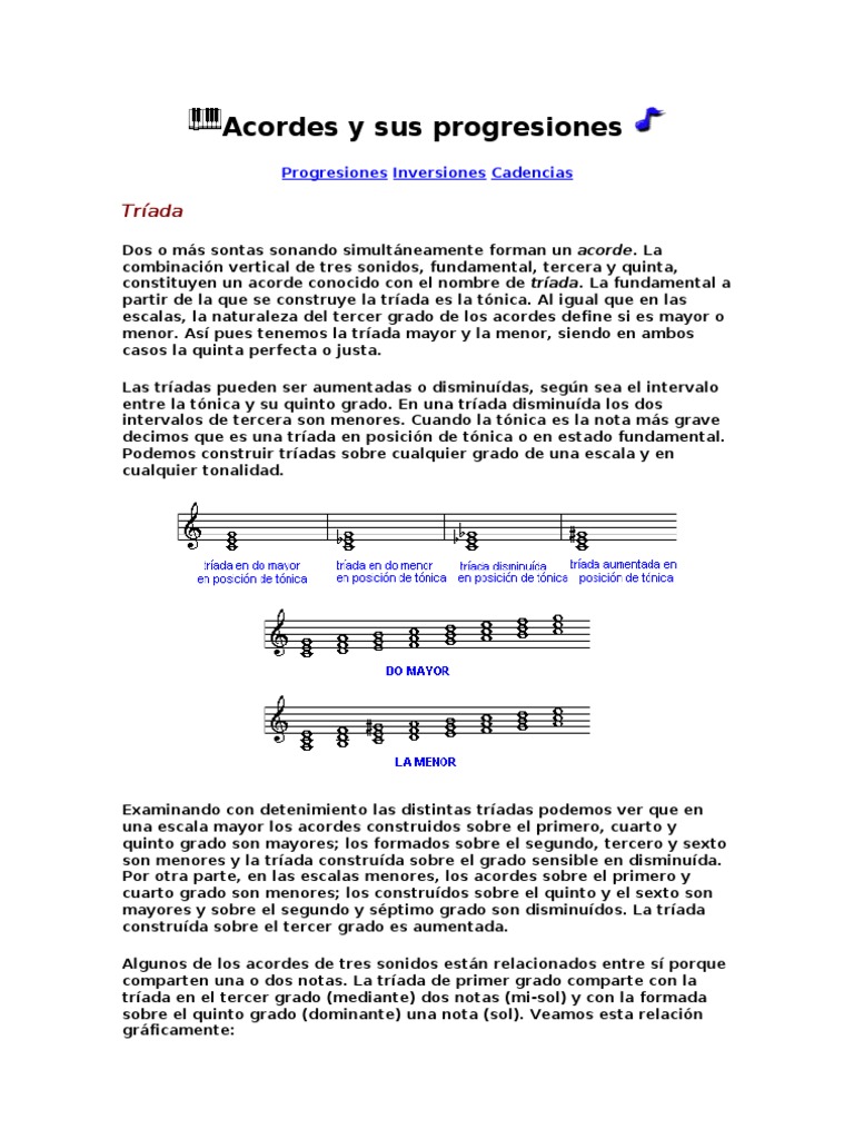 Acordes y Sus Progresiones | PDF | Acorde (Música) | Escala (música)