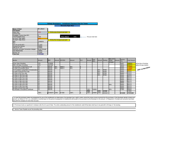 Payment Plan Tower Revanta | Download Free PDF | Socioeconomics | Economic Policy