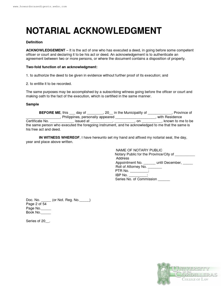 Notarial Acknowledgment Guide | PDF | Social Science | Law