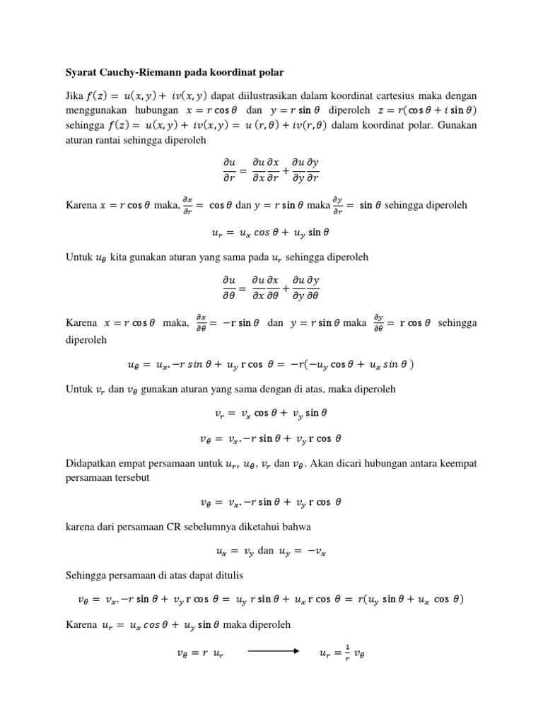 Persamaan Cauchy DLM Bentuk Polar | PDF | Metode & Bahan Ajar