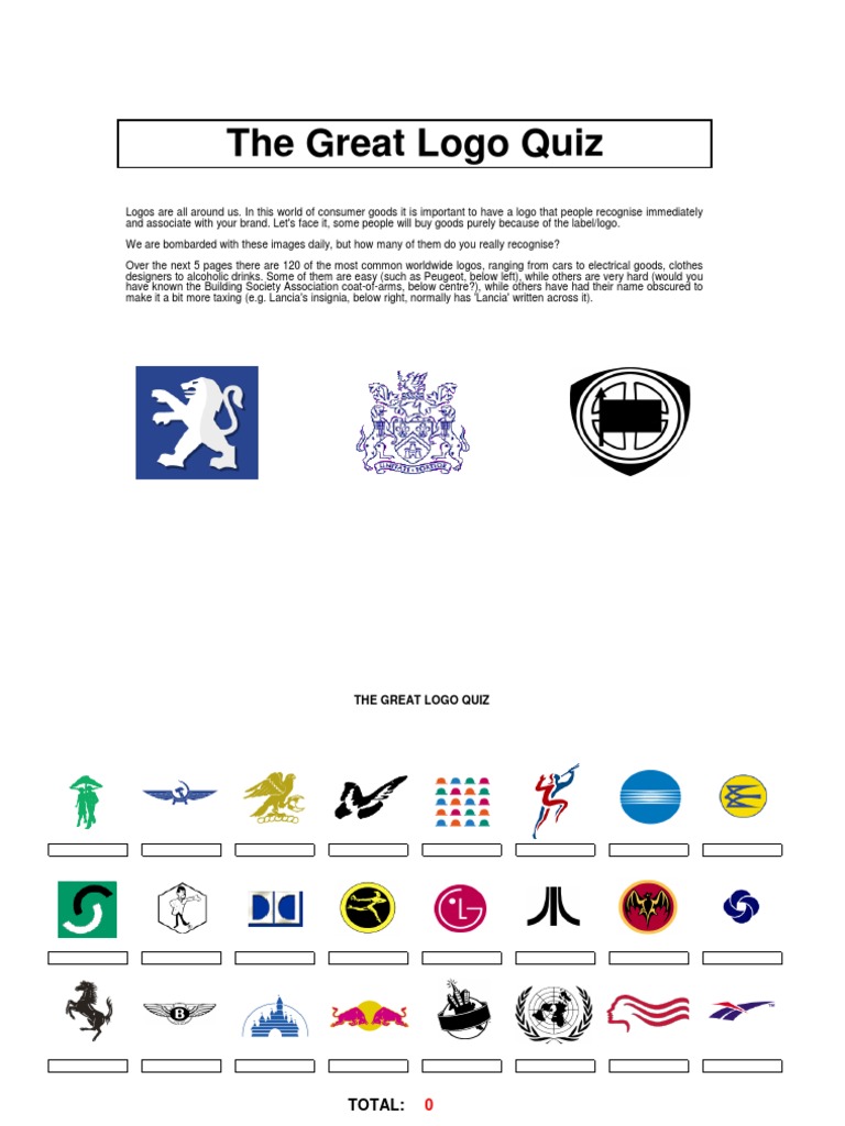 Logo Recognition Challenge Quiz | PDF | Games & Activities