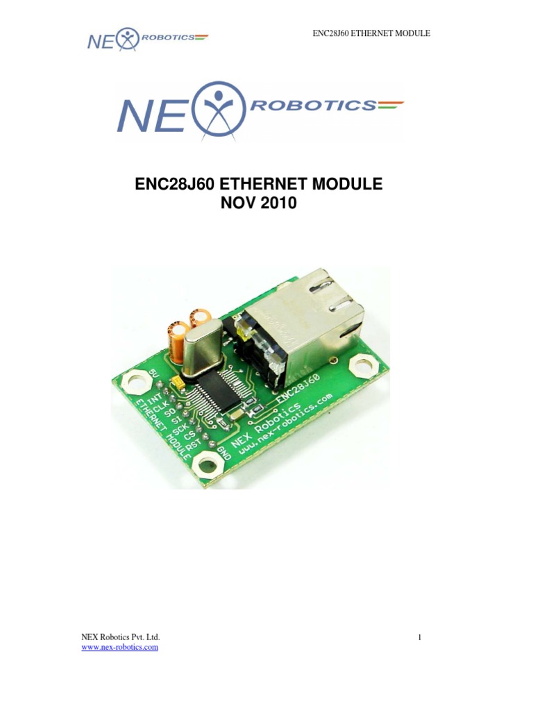 ENC28J60 Ethernet Module | PDF | Ethernet | Electrical Connector