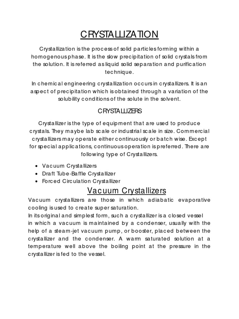 CRYSTALLIZATION | Crystallization | Chemical Process Engineering