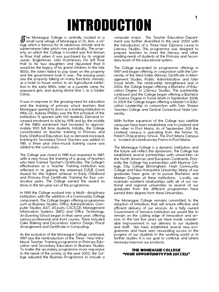 Moneague College Application Form 2012-13 | PDF | Associate Degree ...