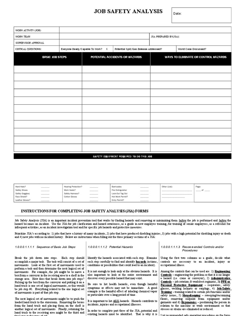 JSA - Doc Job Safety Analysis New | PDF | Personal Protective Equipment ...