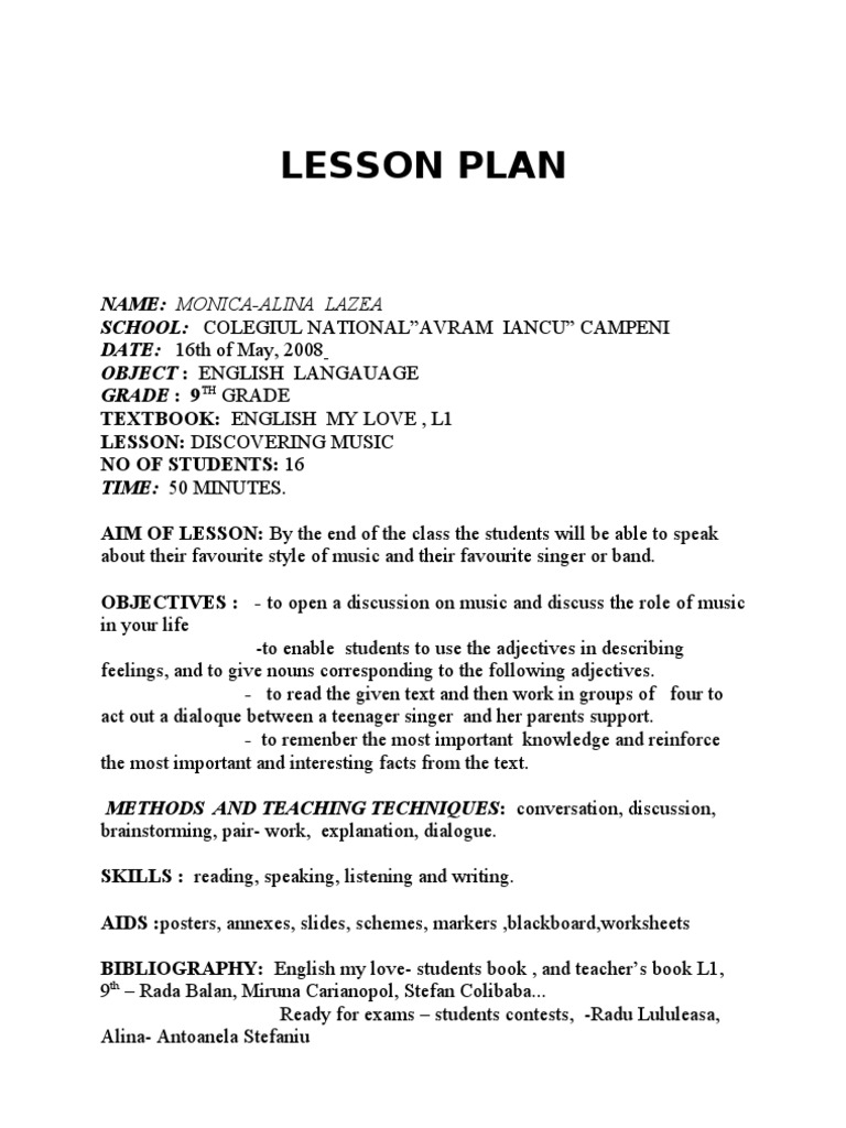 Exploring Music Through Discussion and Activities: A Lesson Plan for ...