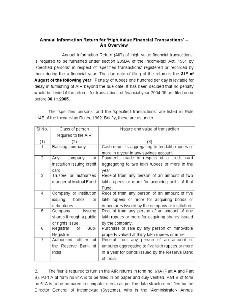 A Guide to Annual Information Return Requirements for Specified ...
