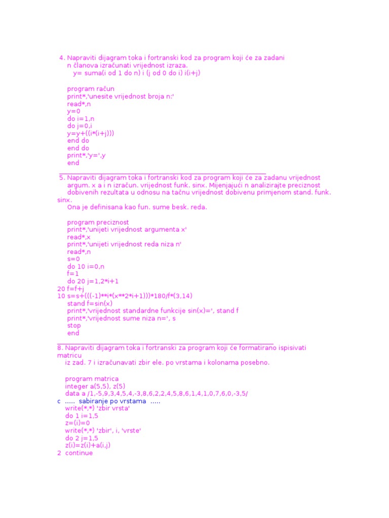 Fortran Vjezbe 2 | PDF