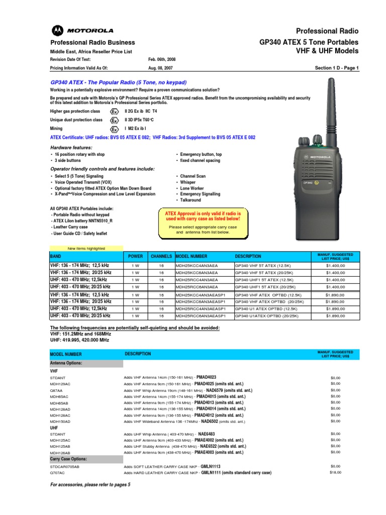 Atex Radios and Accessories | PDF | Very High Frequency | Ultra High ...