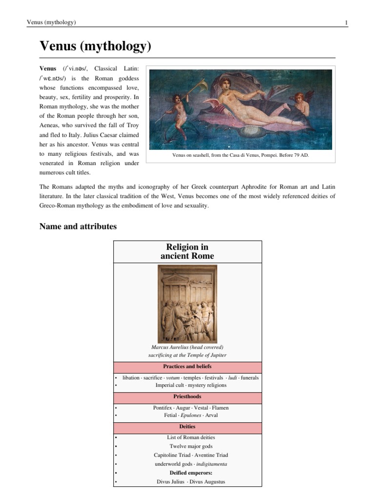 Venus (Mythology) | PDF | Ancient Roman Religion | Classical Antiquity