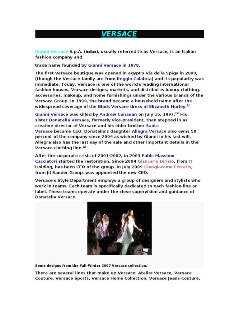 Versace | PDF | Travel | Home & Garden