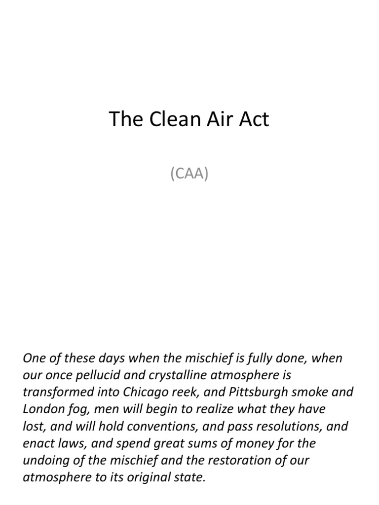 The Clean Air Act - Day 1 - PowerPoint | Clean Air Act (United States ...