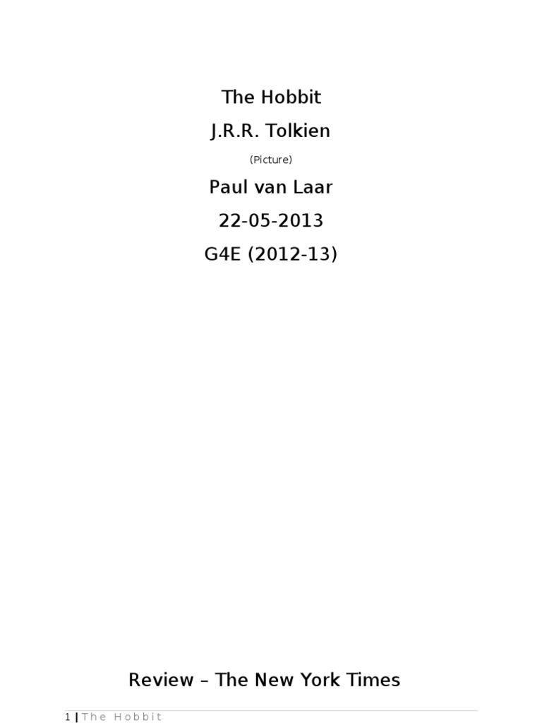 The Hobbit Book Report - Teletop Version | PDF | The Hobbit | Bilbo Baggins