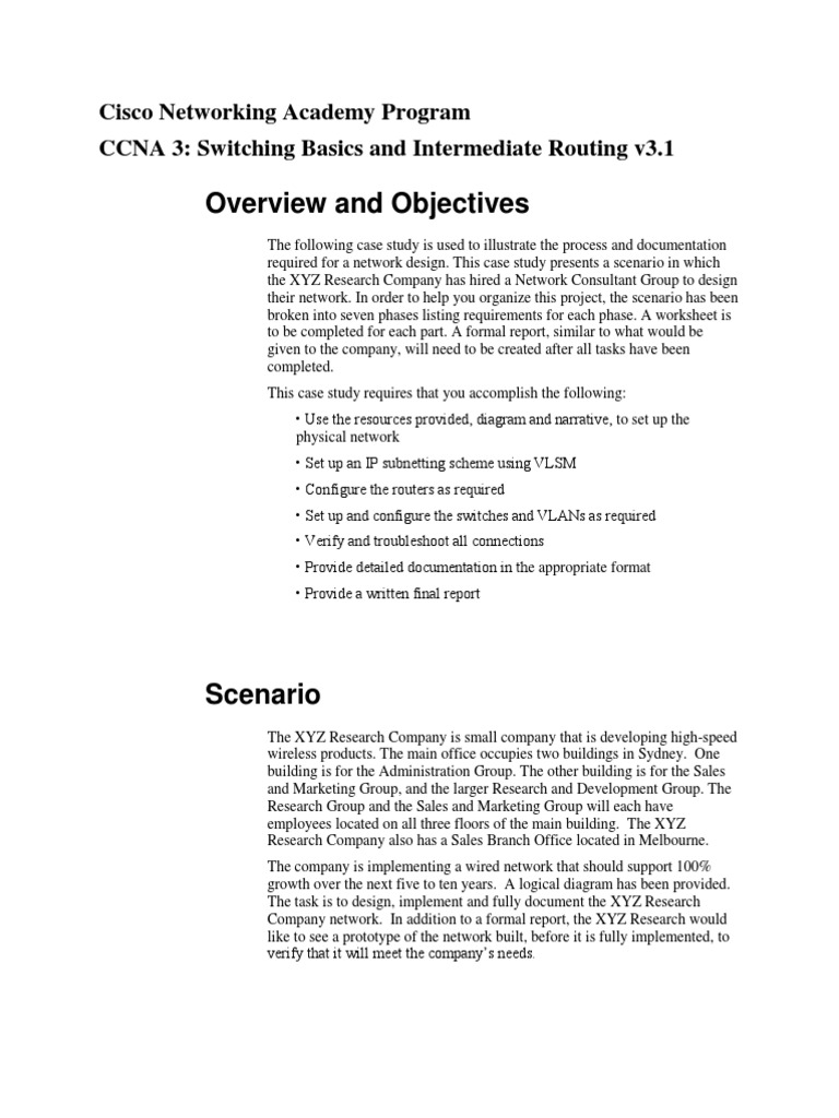 Cisco Networking Academy Program CCNA 3: Switching Basics and Intermediate Routing v3.1 | PDF ...
