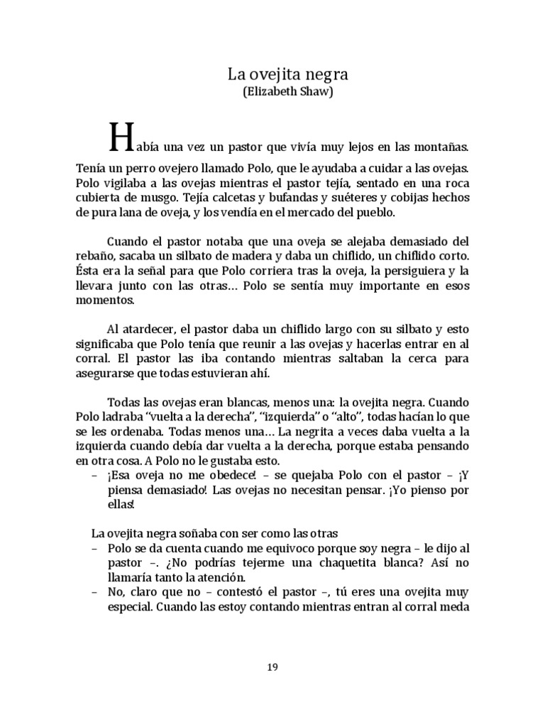 La Ovejita Negra Pdf Oveja Ocio