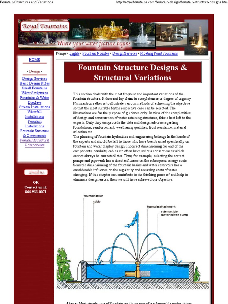 Fountain Structure Design Variations | PDF | Fountain | Pump