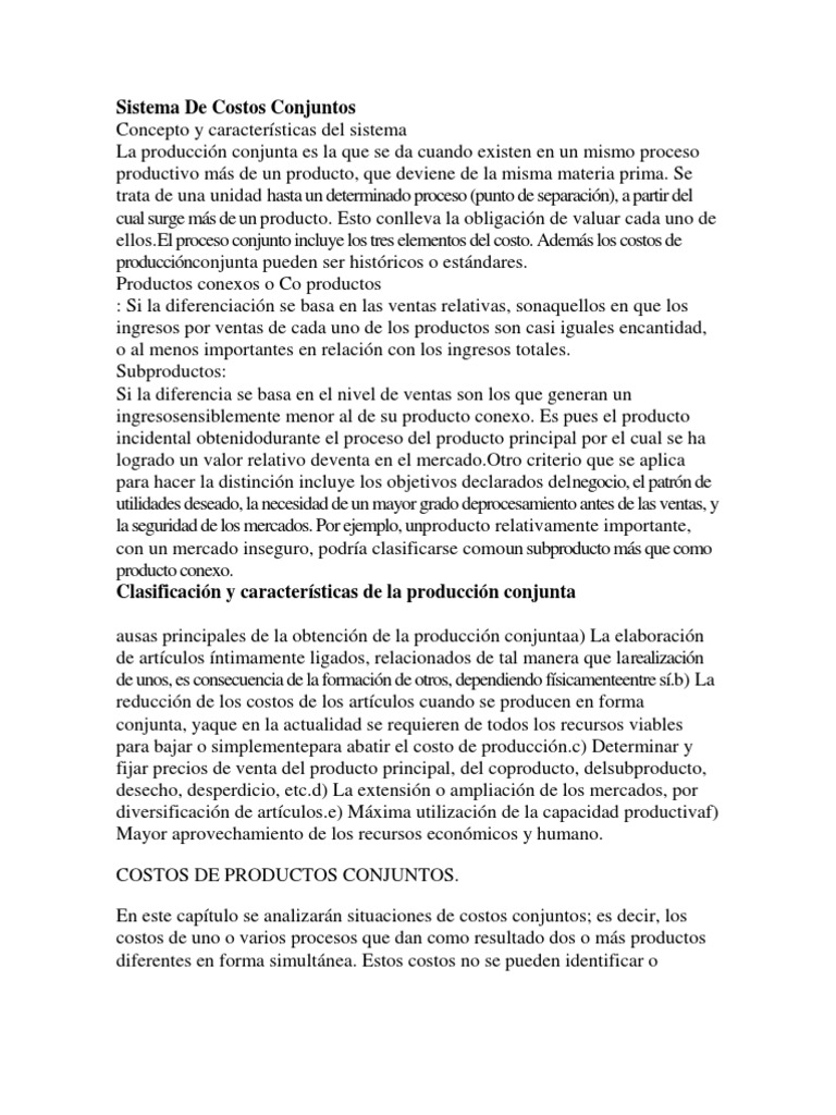Sistema de Costos Conjuntos | PDF | Costo | Residuos
