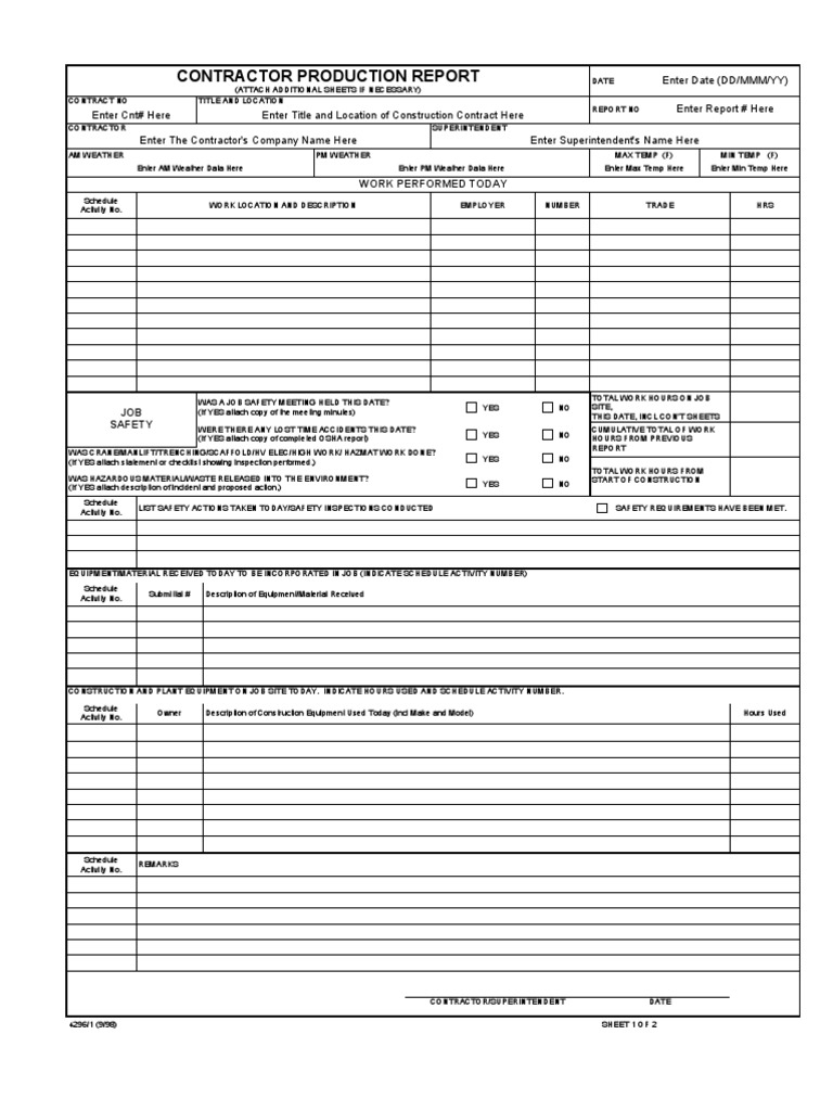 Quality Control Reports | Quality Assurance | Specification (Technical Standard)