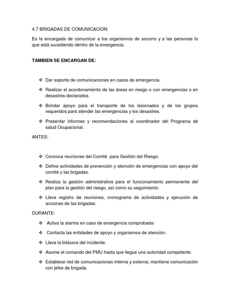 4 7 Brigadas De Comunicacion Descargar Gratis Pdf Comunicación