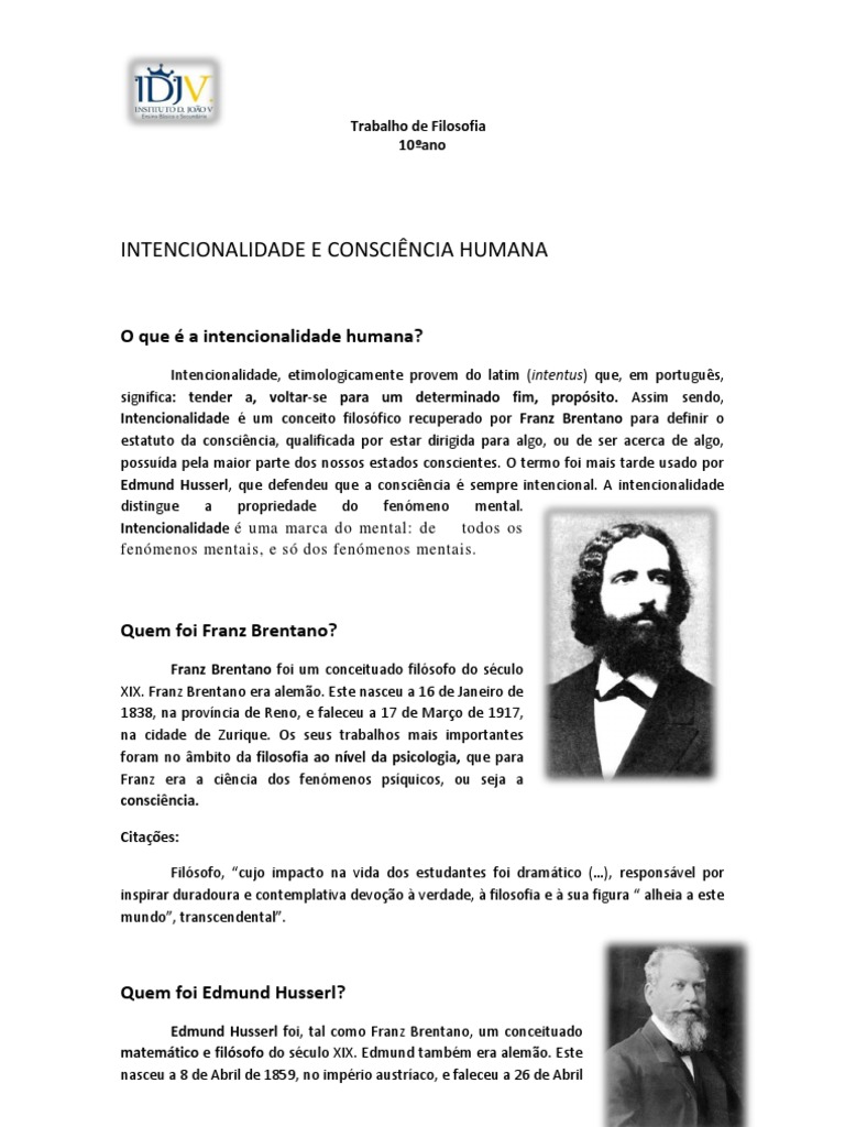 Intencionalidade Humana | PDF | Consciência | Edmund Husserl