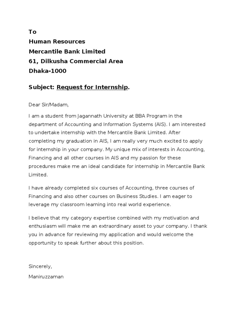 Internship Cover Letter | PDF