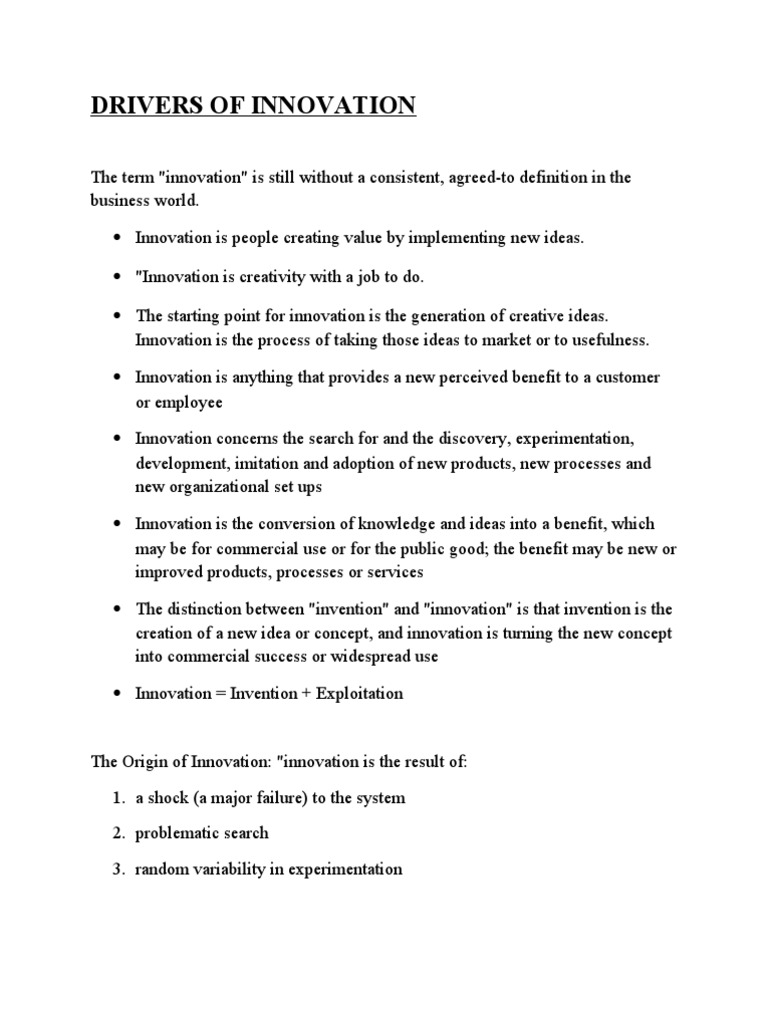 Drivers of Innovation | PDF | Invention | Innovation
