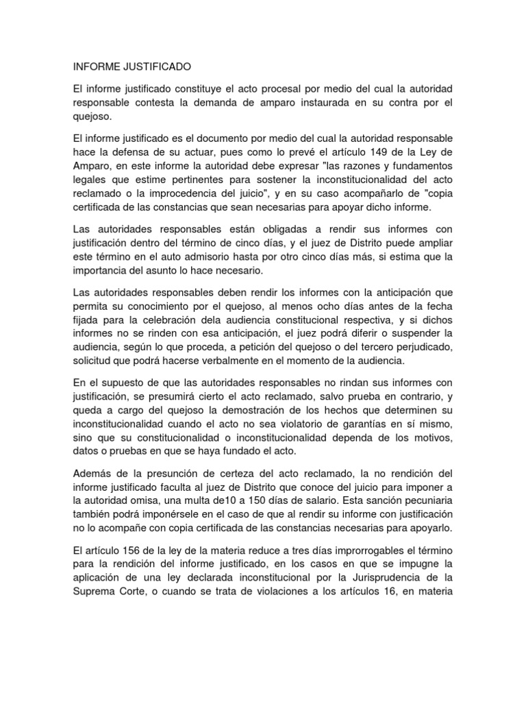 informe justificado