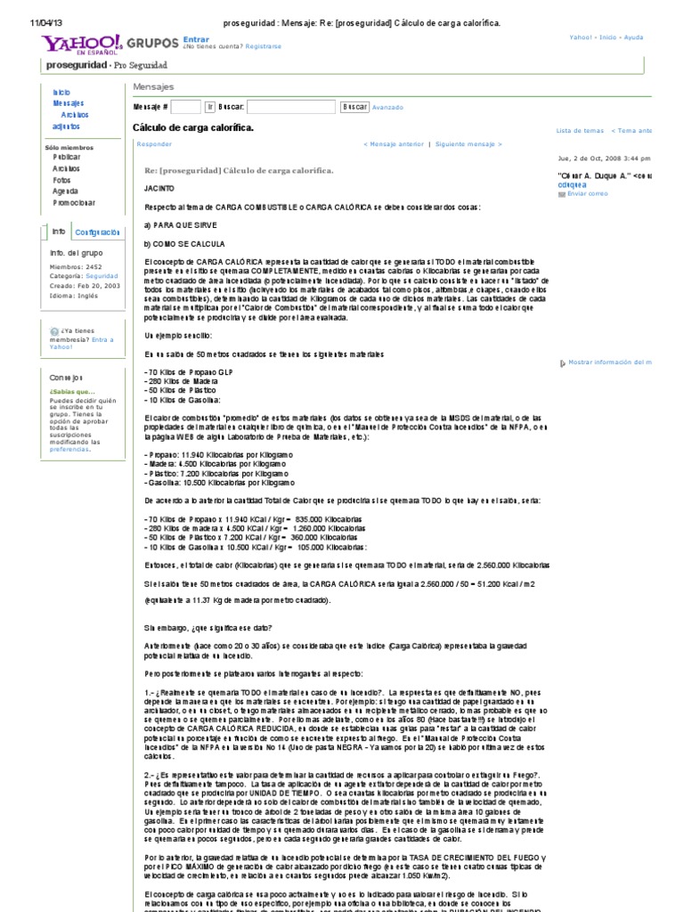 Cálculo de Carga Calorífica | PDF | Caloría | Kilogramo